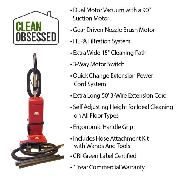 Clean Obsessed CO203 Commercial Upright Vacuum | Buy from AceVacuums ...